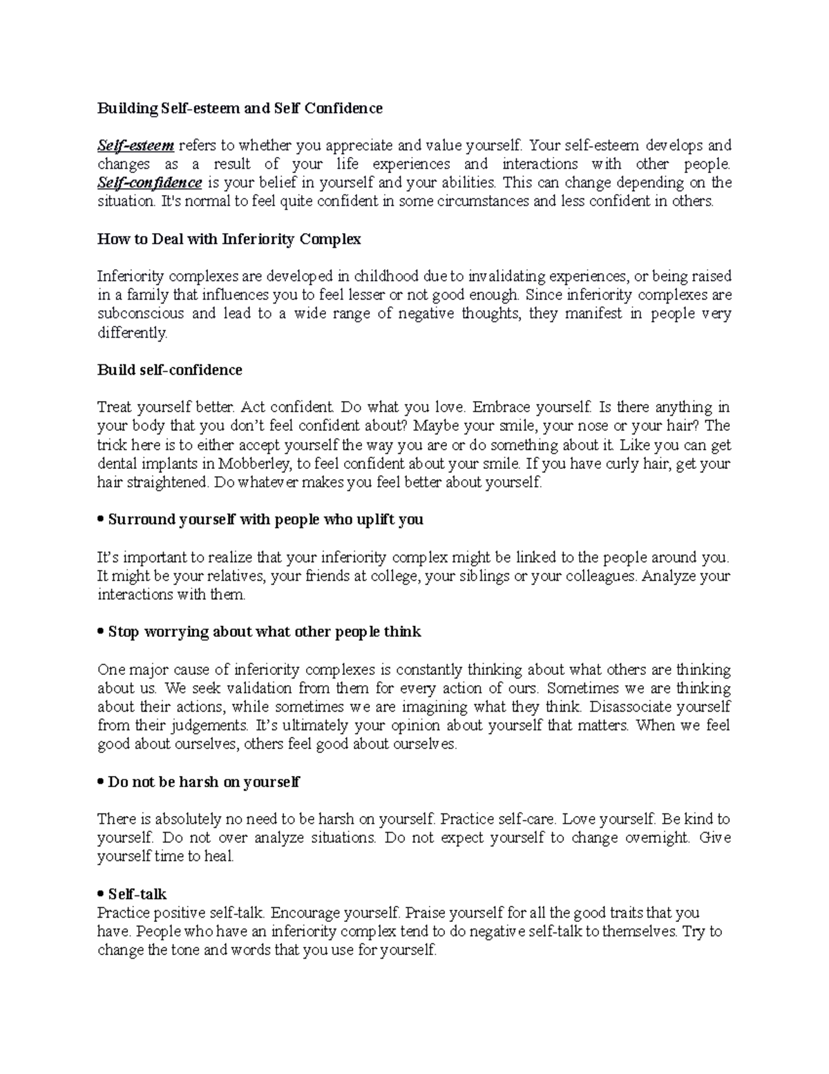 Professional Development & Ethics: Building Self-Esteem & Confidence ...