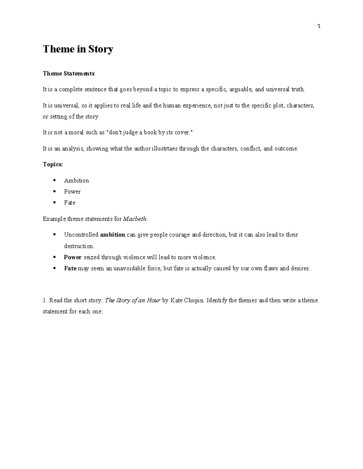 Theme Statements Analysis in Literature: A Study Guide - Studocu