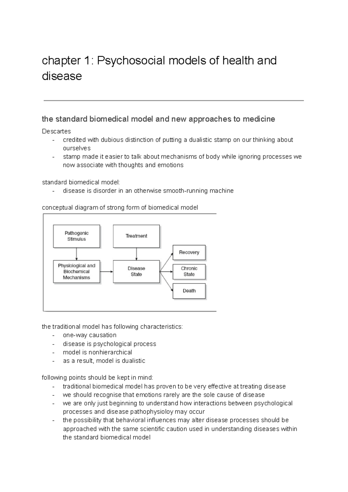 Chapter 1: Exploring Psychosocial Models of Health & Disease - Studeersnel