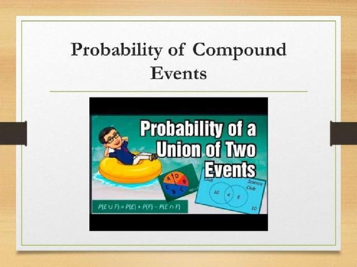 Probability of Compound Events: Union of Two Events ALO 10 - Studocu