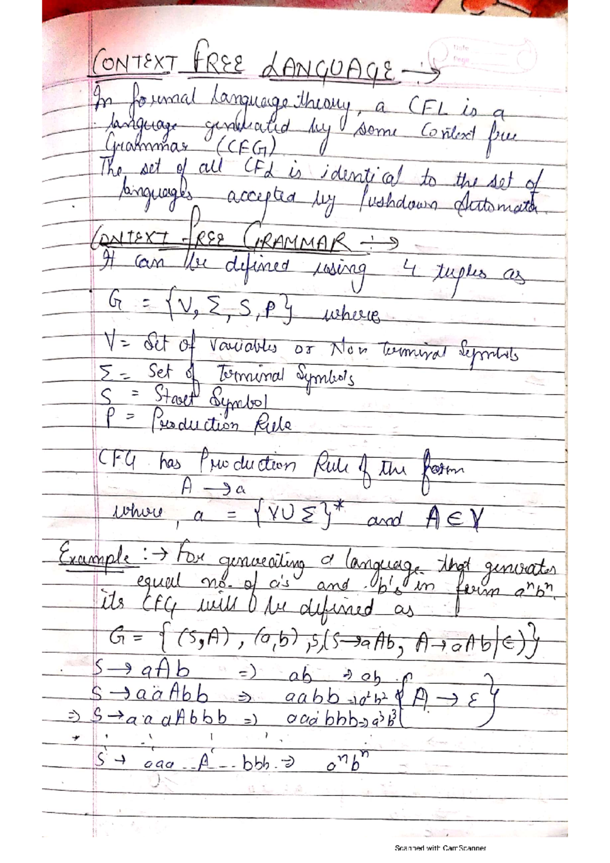 Context-Free Grammar and Pushdown Automata: Unit 3 Notes (CFL 101 ...