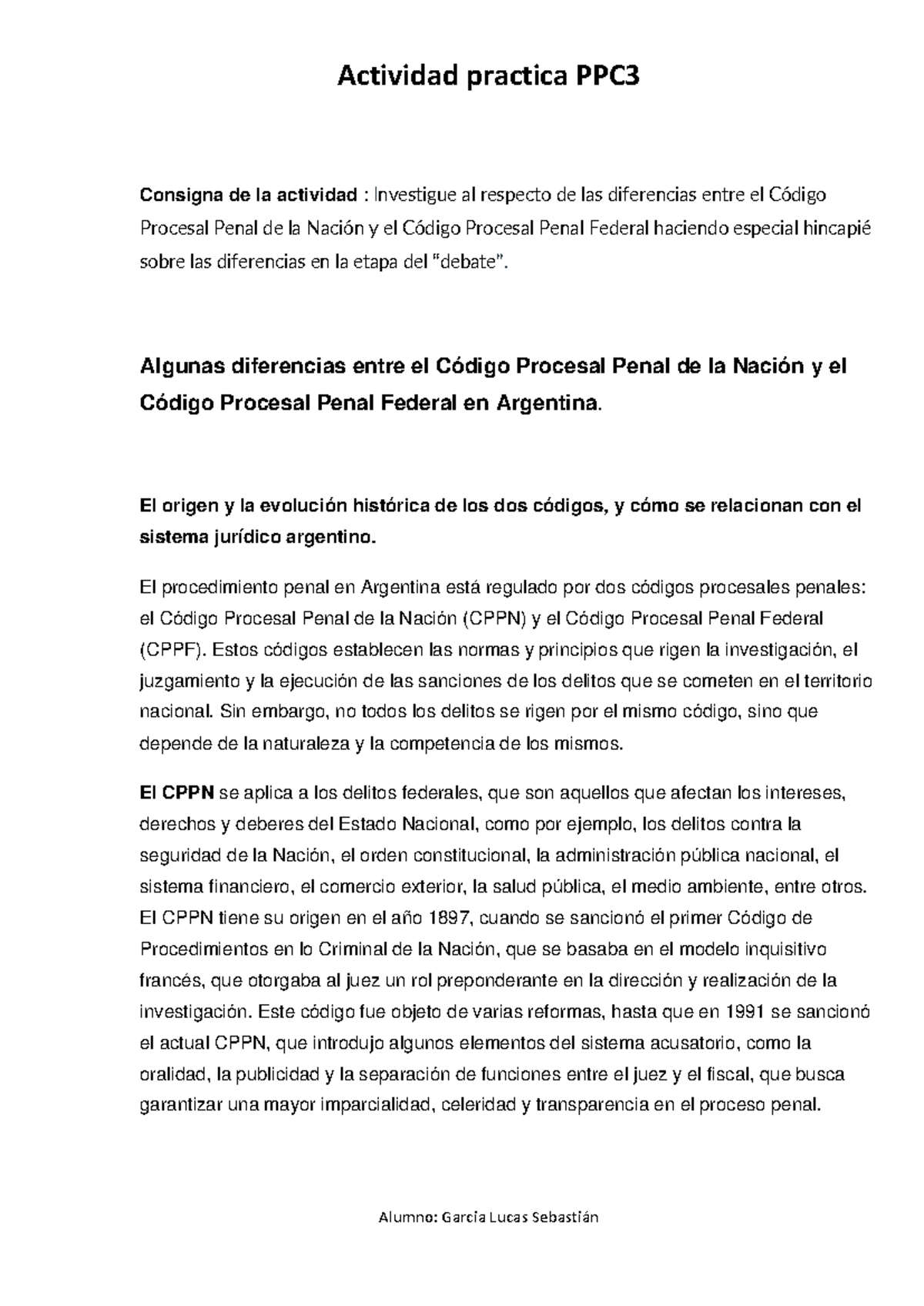 Diferencias en el Debate entre CPPN y CPPF - PPC3 - Studocu