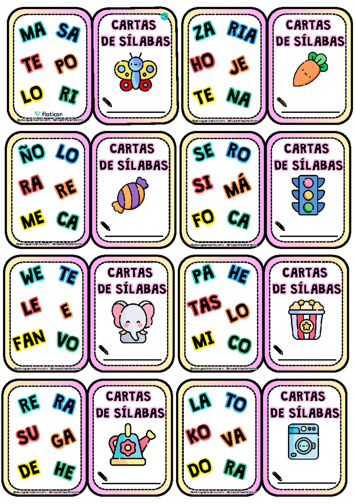 Juego de Cartas de Sílabas - Actividad Educativa - Studocu