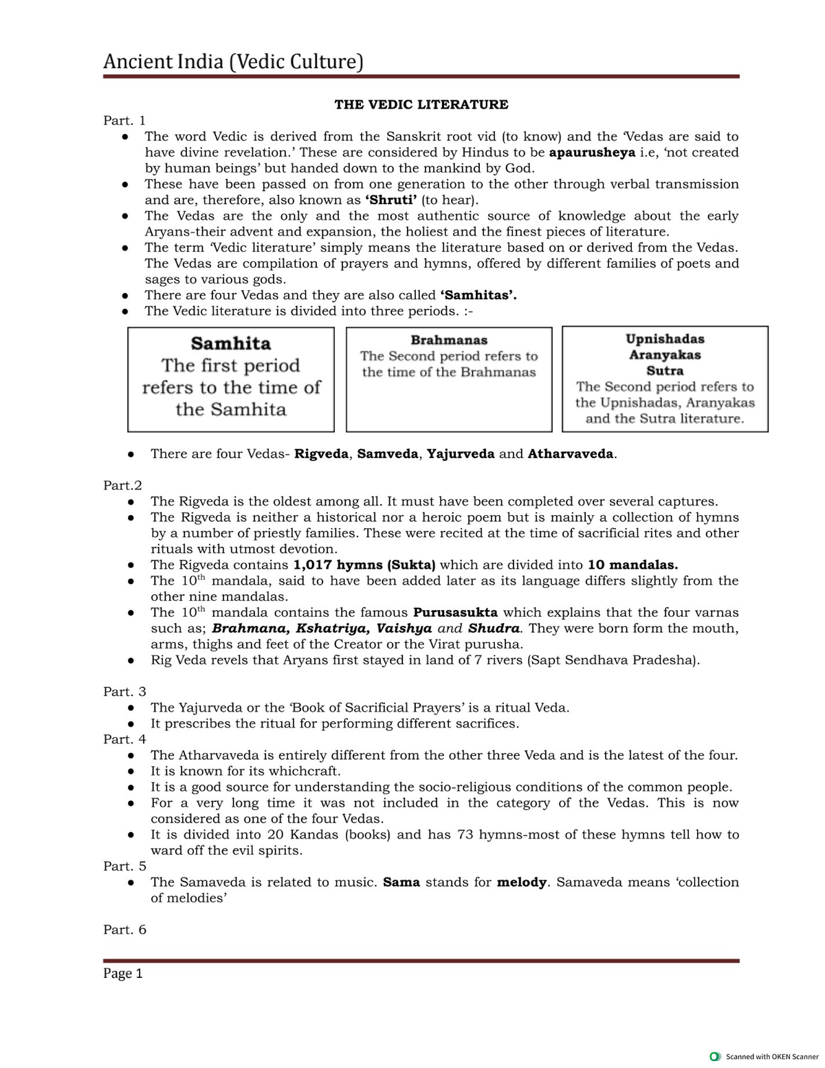 Vedic Literature Overview: Ancient India (Vedic Culture) Notes - Studocu