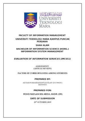 IMS552 Assignment - Business management - BACHELOR OF INFORMATION ...