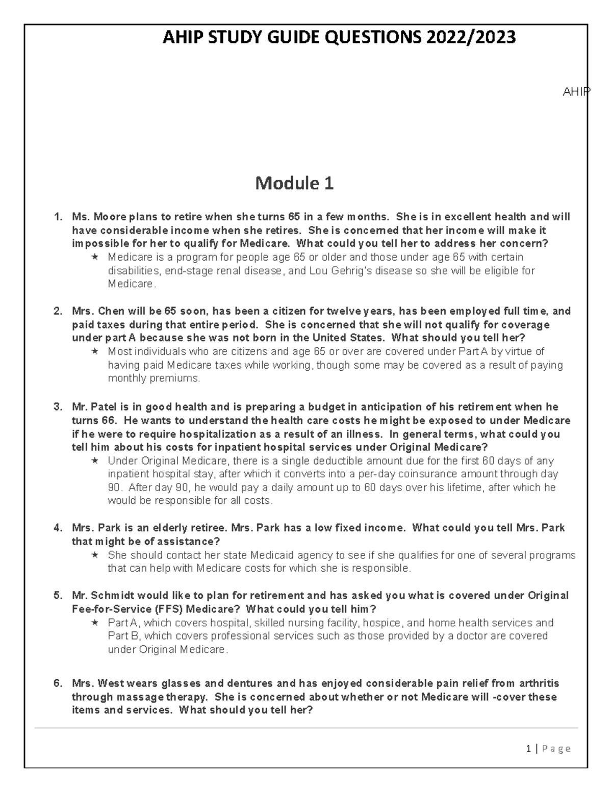 AHIP module 1 Exam Questions AND Answers 2022-2023 - AHIP module 1 Exam QUESTIONS AND ANSWERS ...