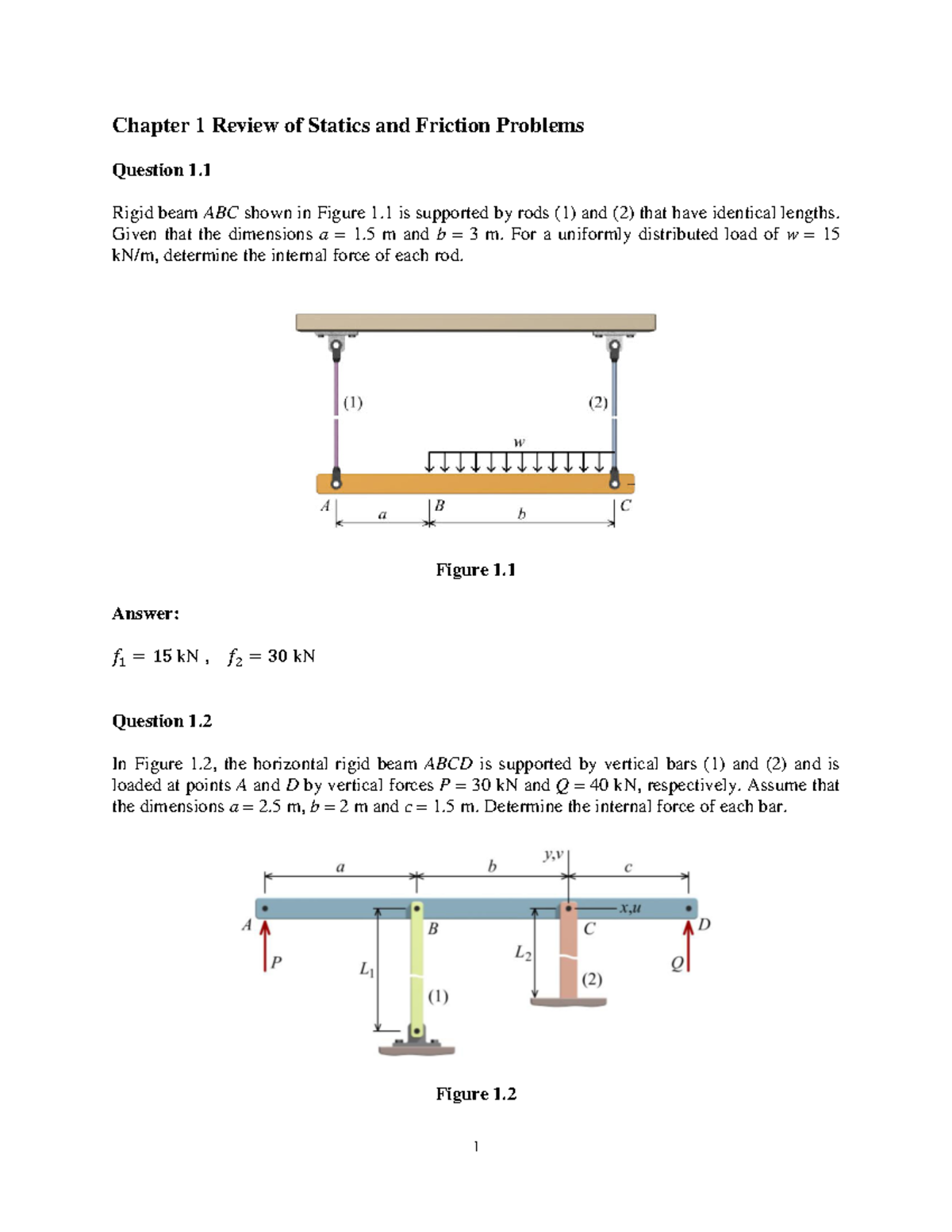 Chapter 1 Exercises - Statics & Friction Problem Solutions - Studocu