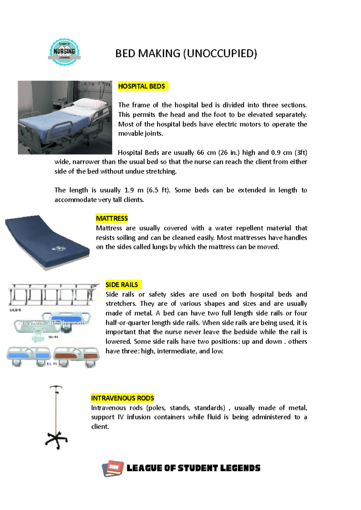 Bed Making Procedures for Hospital Beds (Health Care Essentials) - Studocu