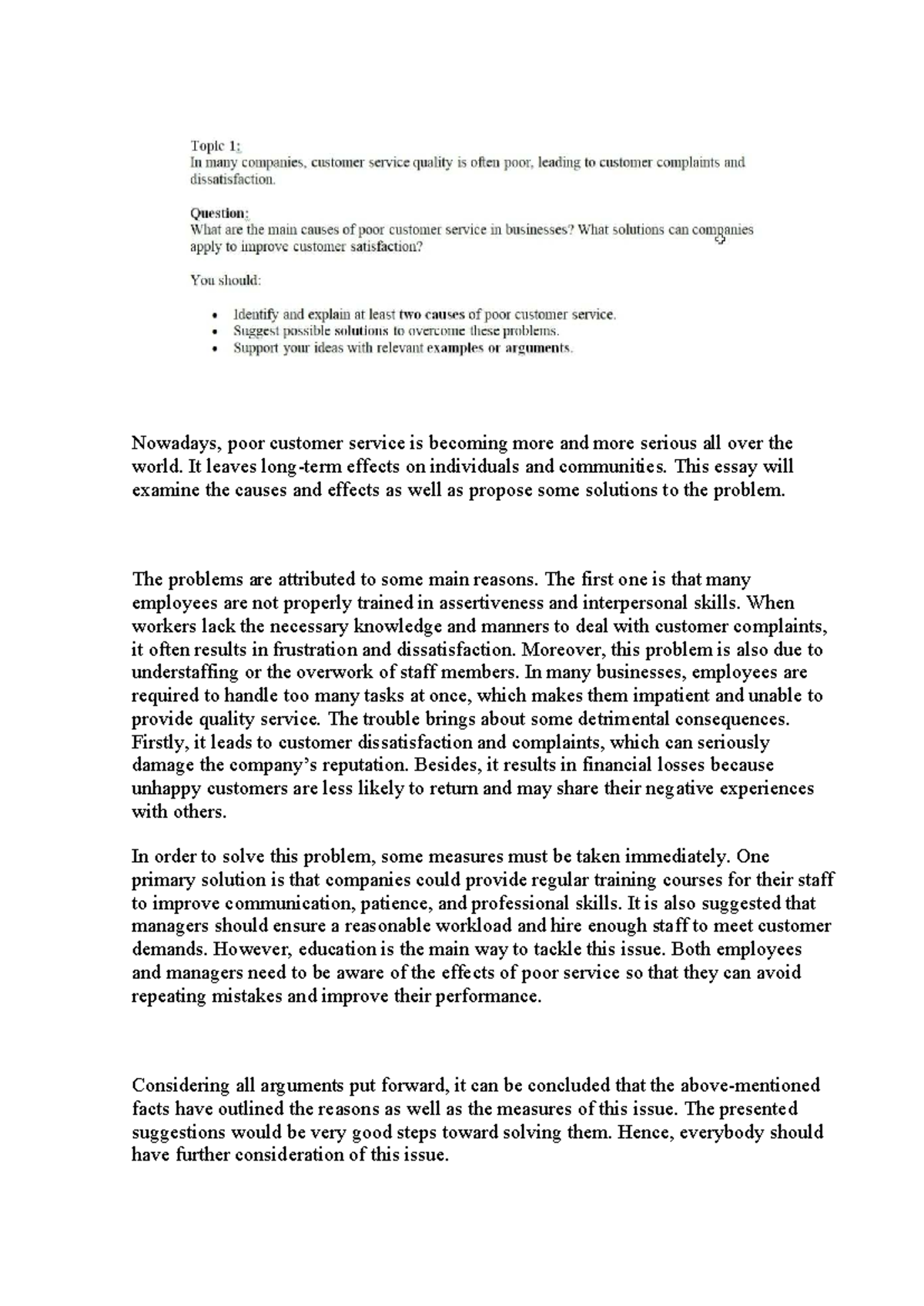 Causes and Solutions for Poor Customer Service Issues: An Essay - Studocu