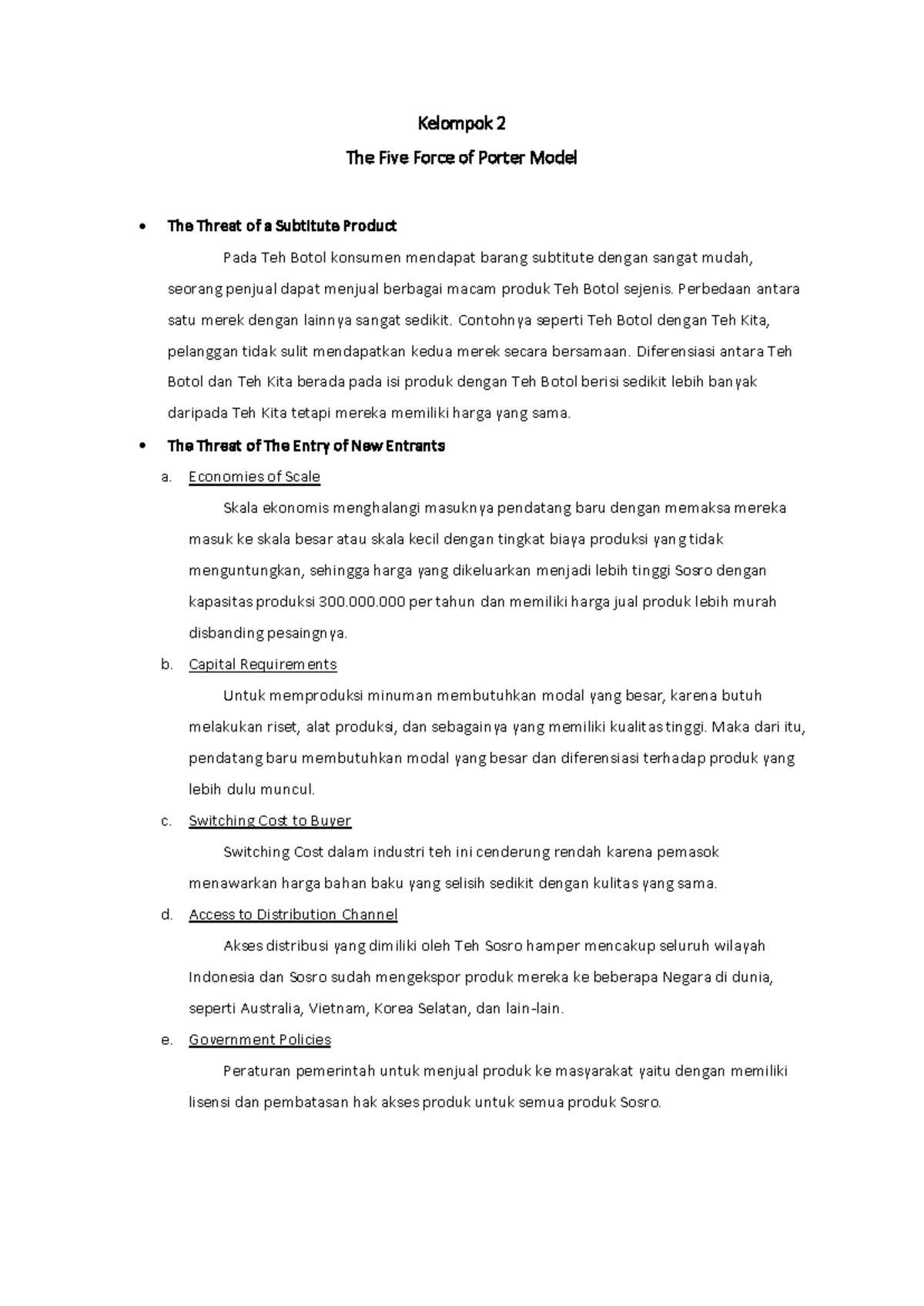 Kelompok 2 Modul 3 - The Five Force of Porter Model pada Teh Botol ...