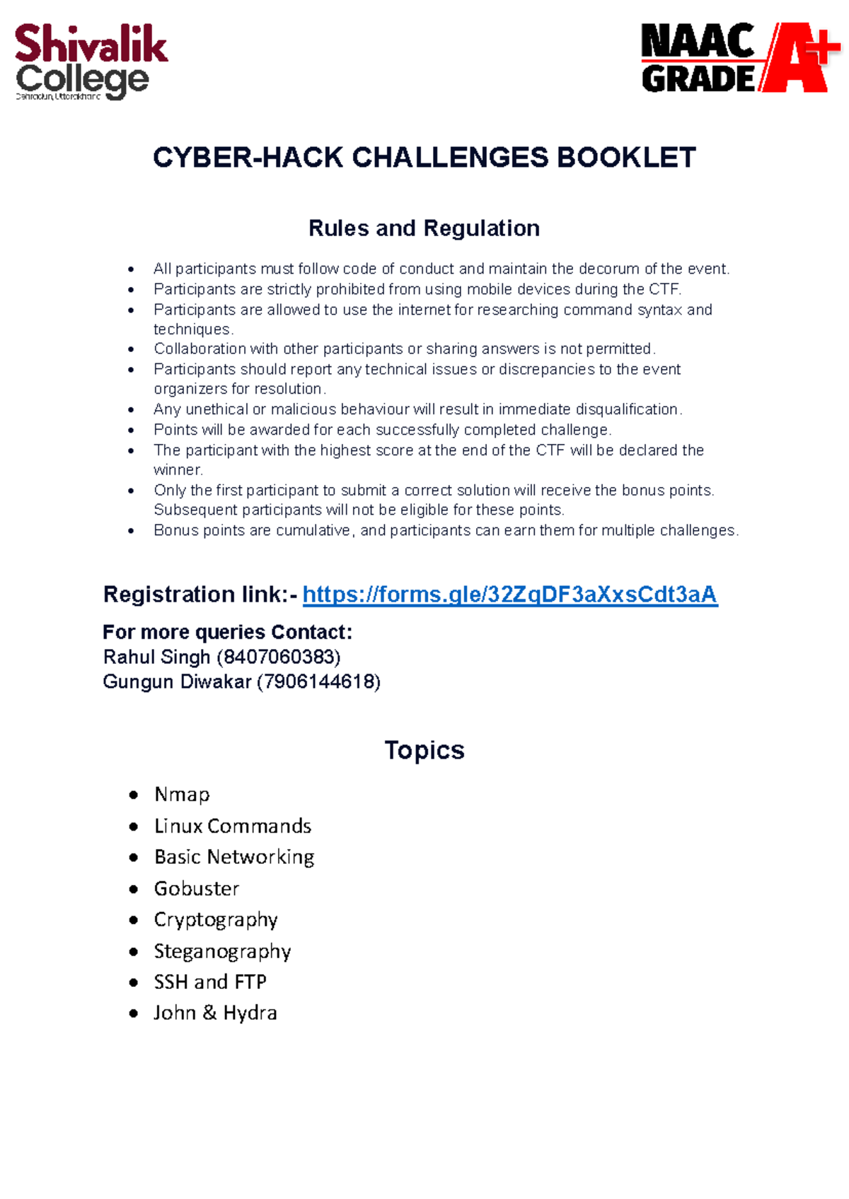 Cyber Hack Booklet (CTF) - CYBER-HACK CHALLENGES BOOKLET Rules and ...