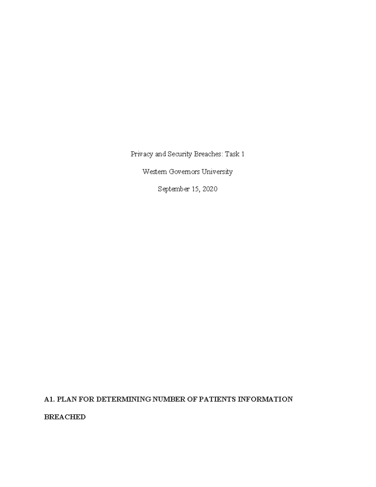 D190 Task 1 1 - This is a sample paper that will guide you and help you ...