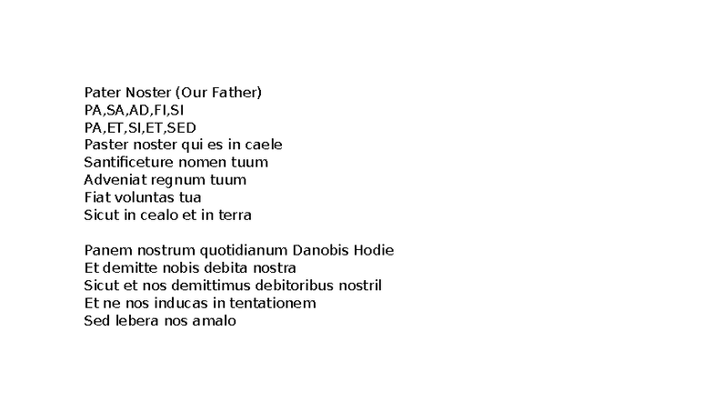Latin Prayers: Pater Noster (Our Father) Analysis - Studocu