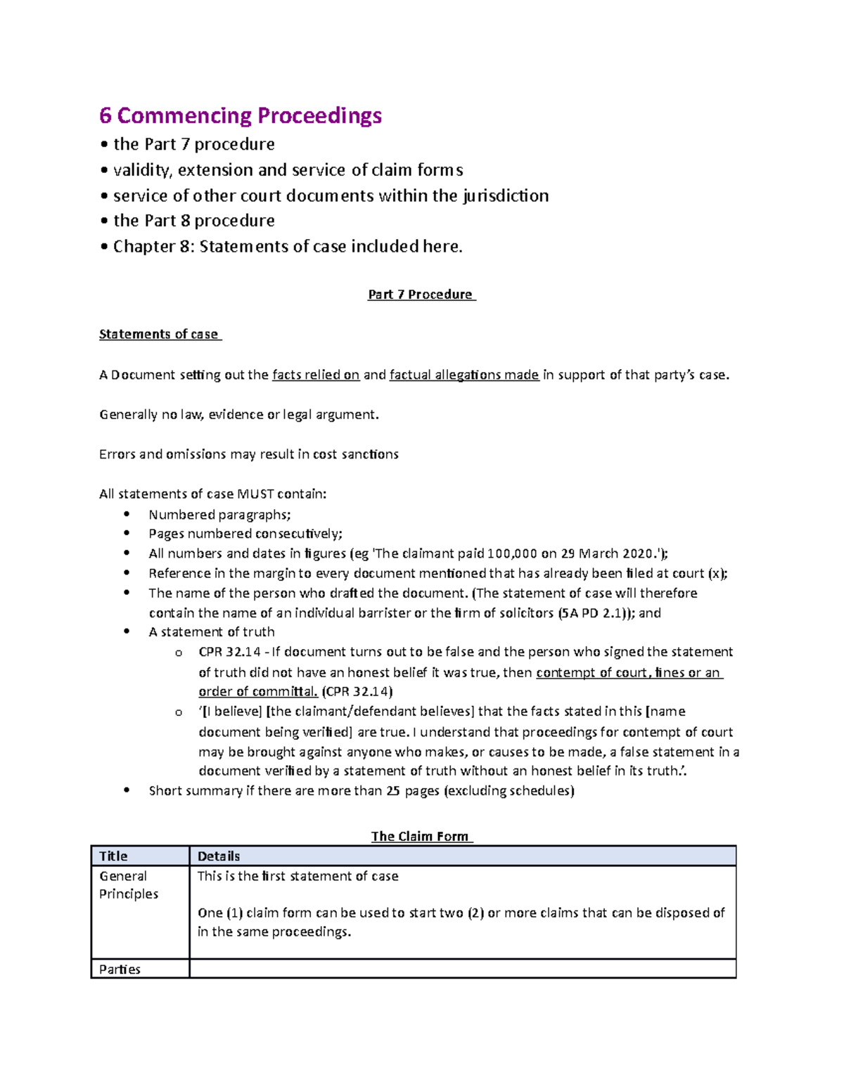 6 Commencing Proceedings - 6 Commencing Proceedings • the Part 7 ...