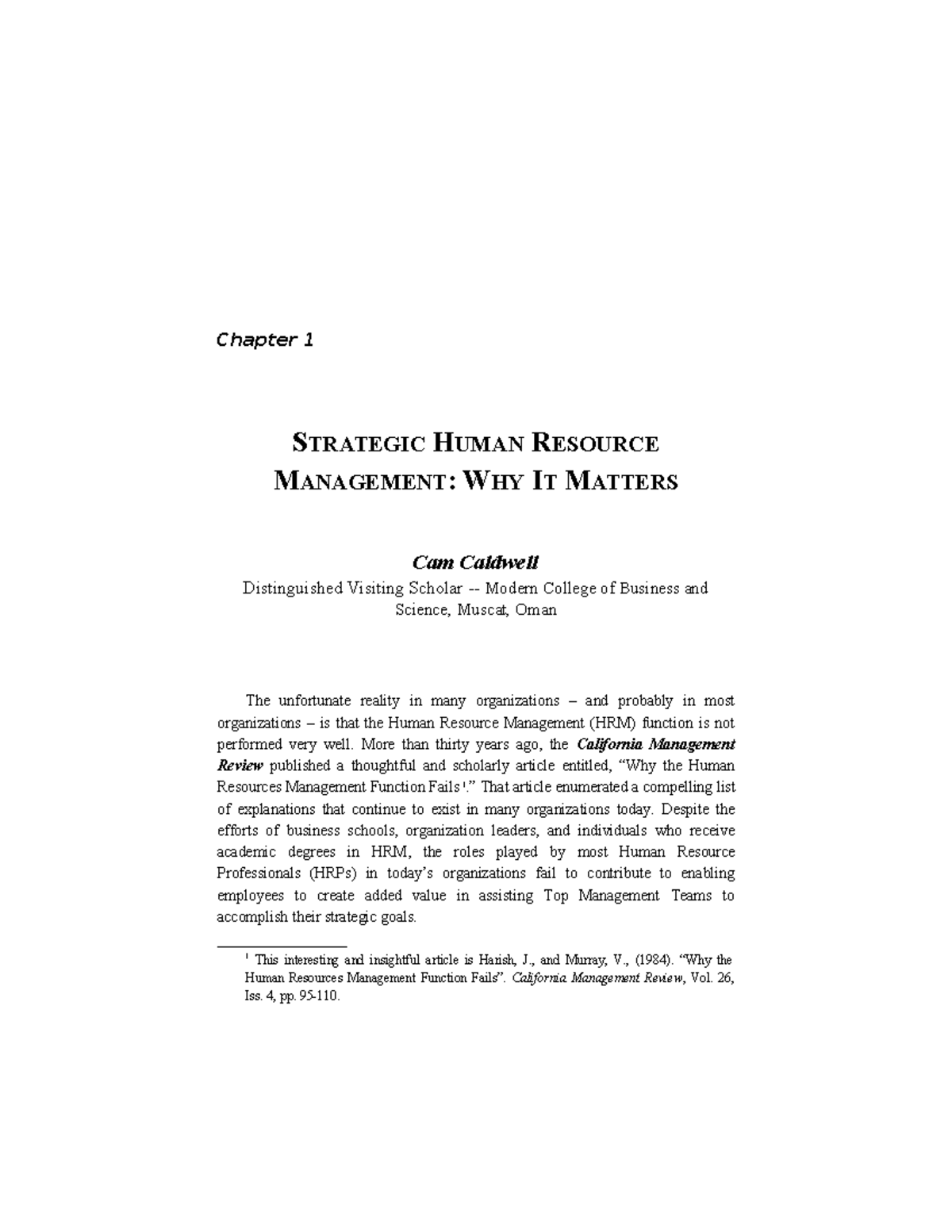 Chapter 1: Strategic Human Resource Management Lecture Notes - Studocu