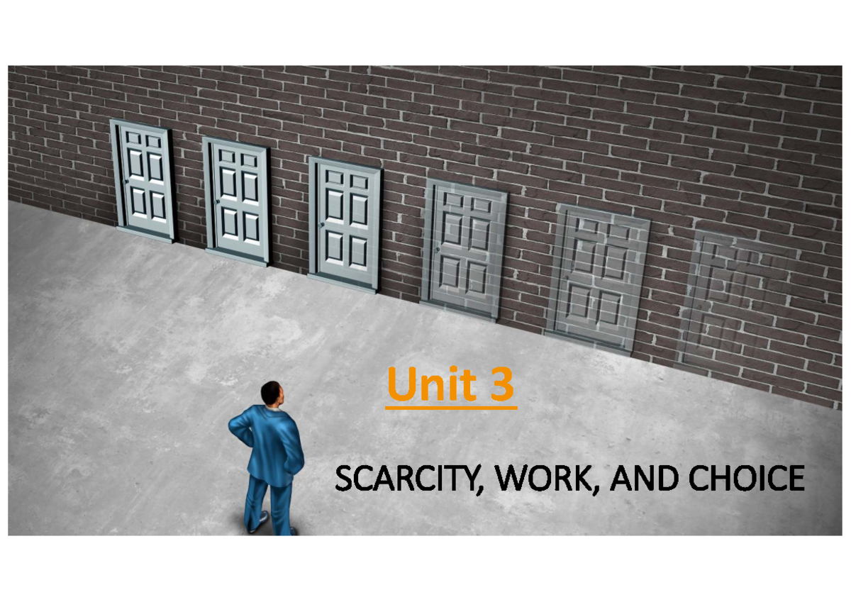 Unit 3 SCARCITY, WORK, AND CHOICE LESSON 2: Key Concepts and Examples ...