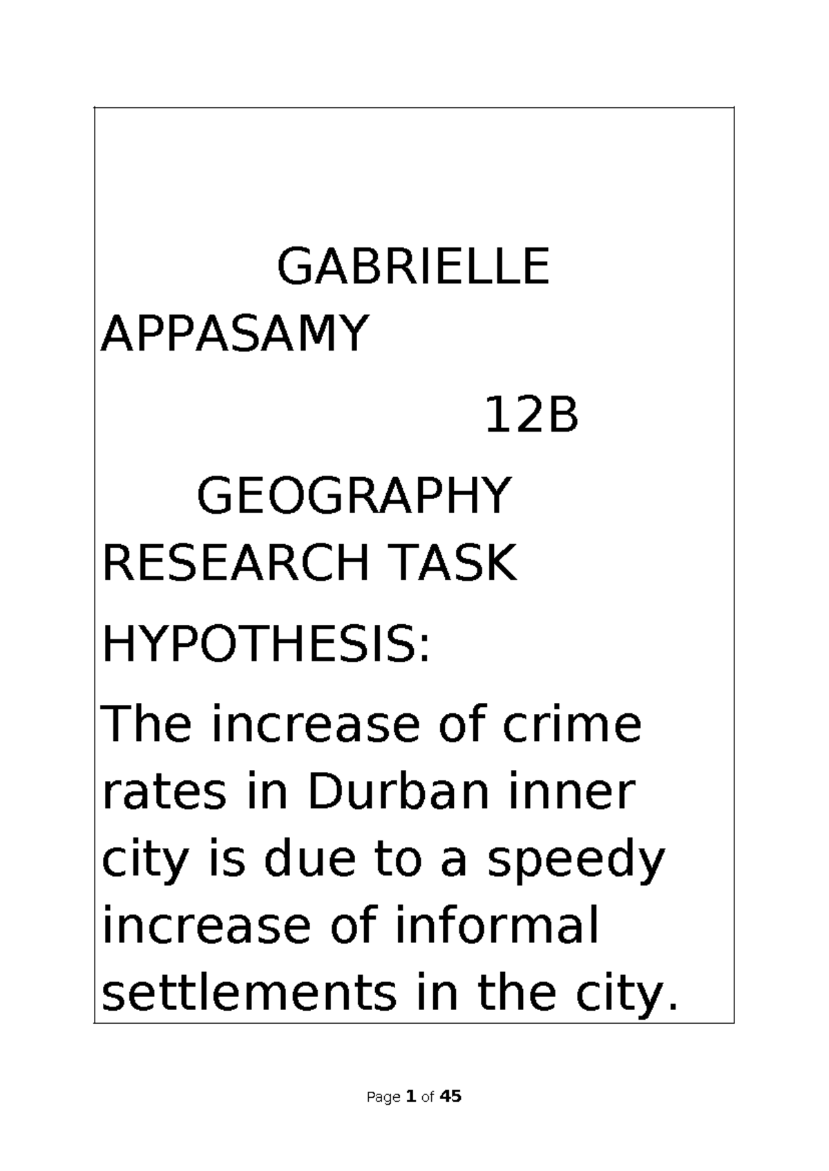 Grade 12 Geography Research Task: Crime Rates & Urban Decay in Durban ...