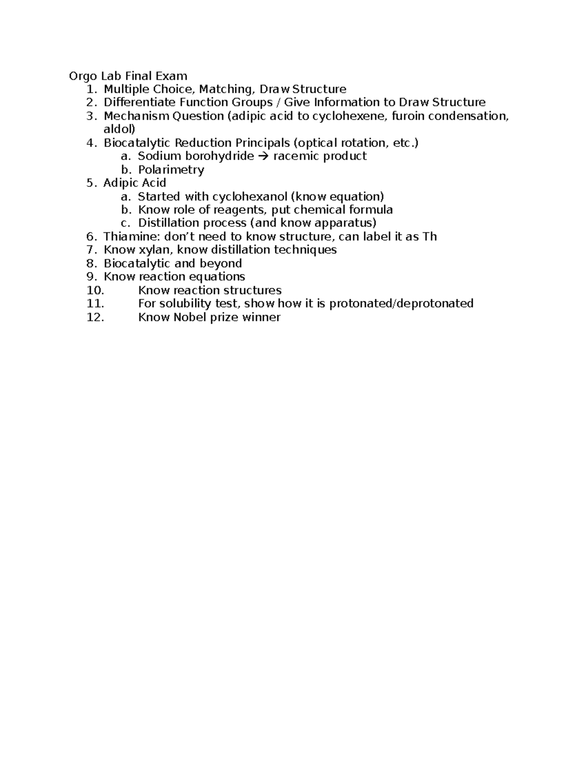 Orgo Lab Final Exam Study Guide: Key Concepts and Mechanisms - Studocu