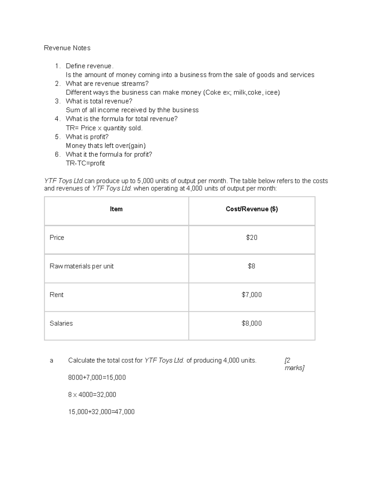 Revenue Notes: Understanding Revenue, Streams, and Profit Calculations ...