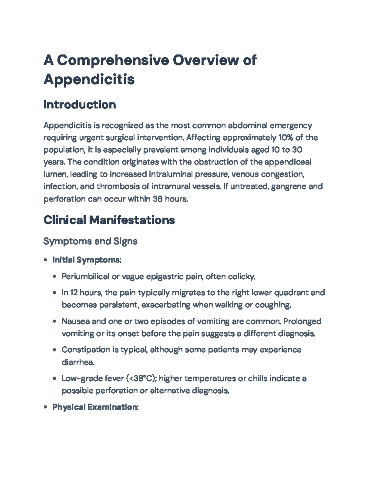 Clinical Management of Appendicitis: Diagnosis, Treatment & Prognosis ...