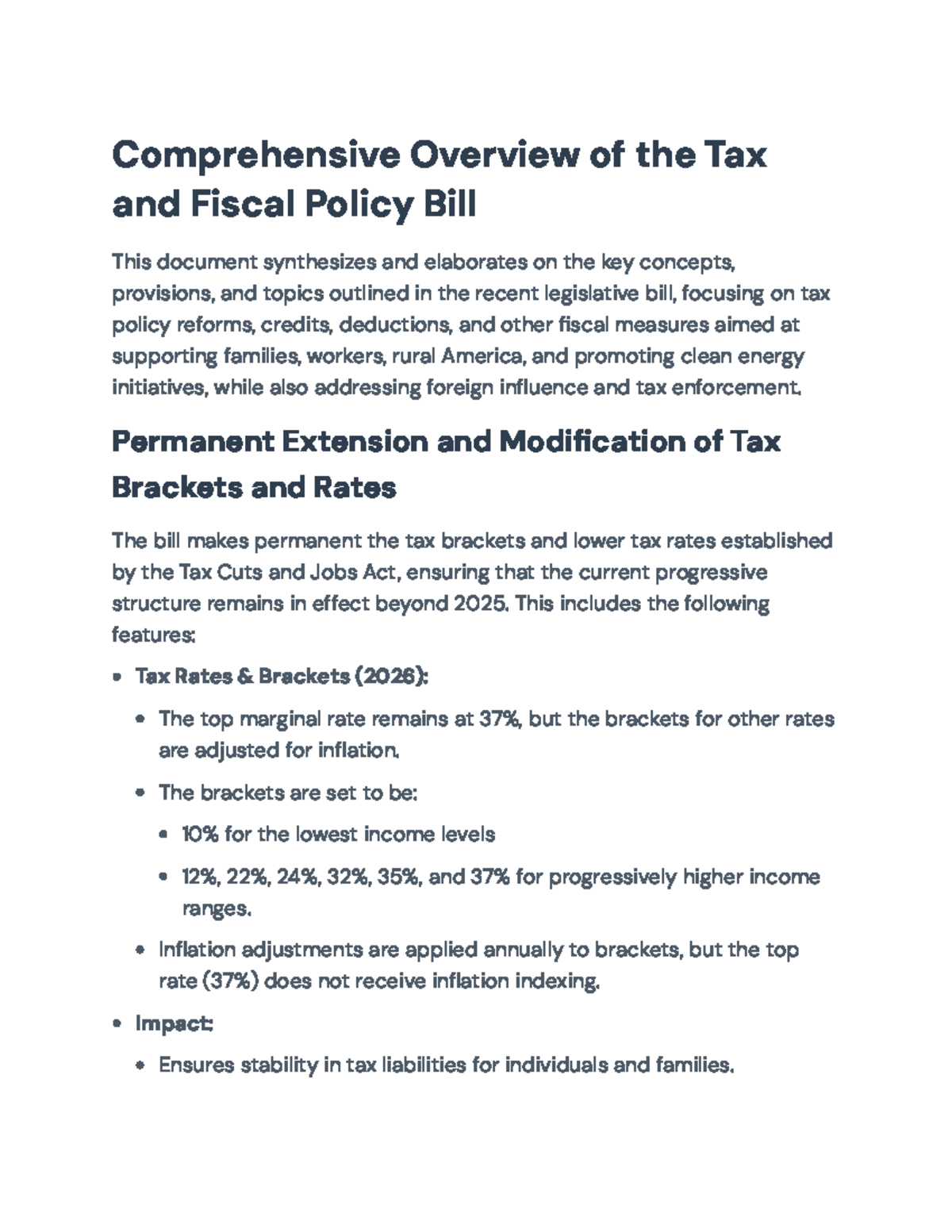 Comprehensive Overview of Tax & Fiscal Policy Bill - TL-2023 - Studocu