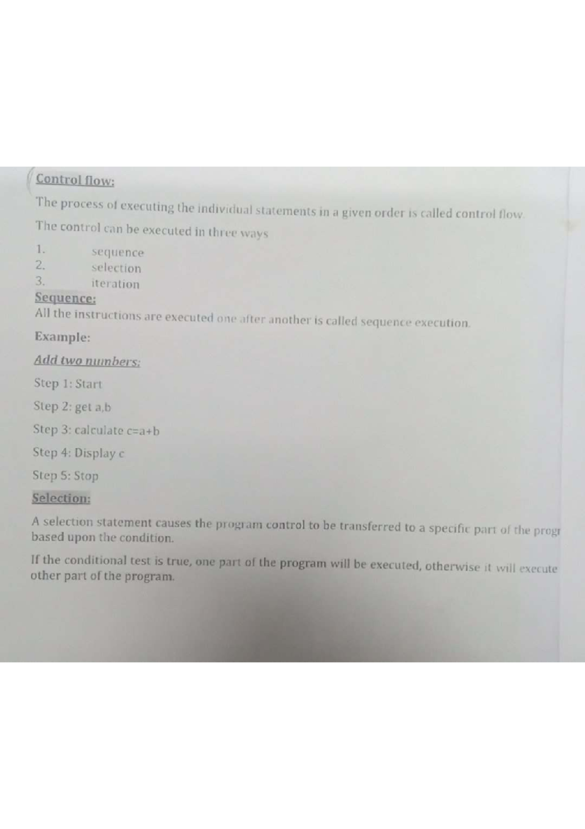 Python 12 Mark: Control Flow - Sequence, Selection, Iteration - Studocu