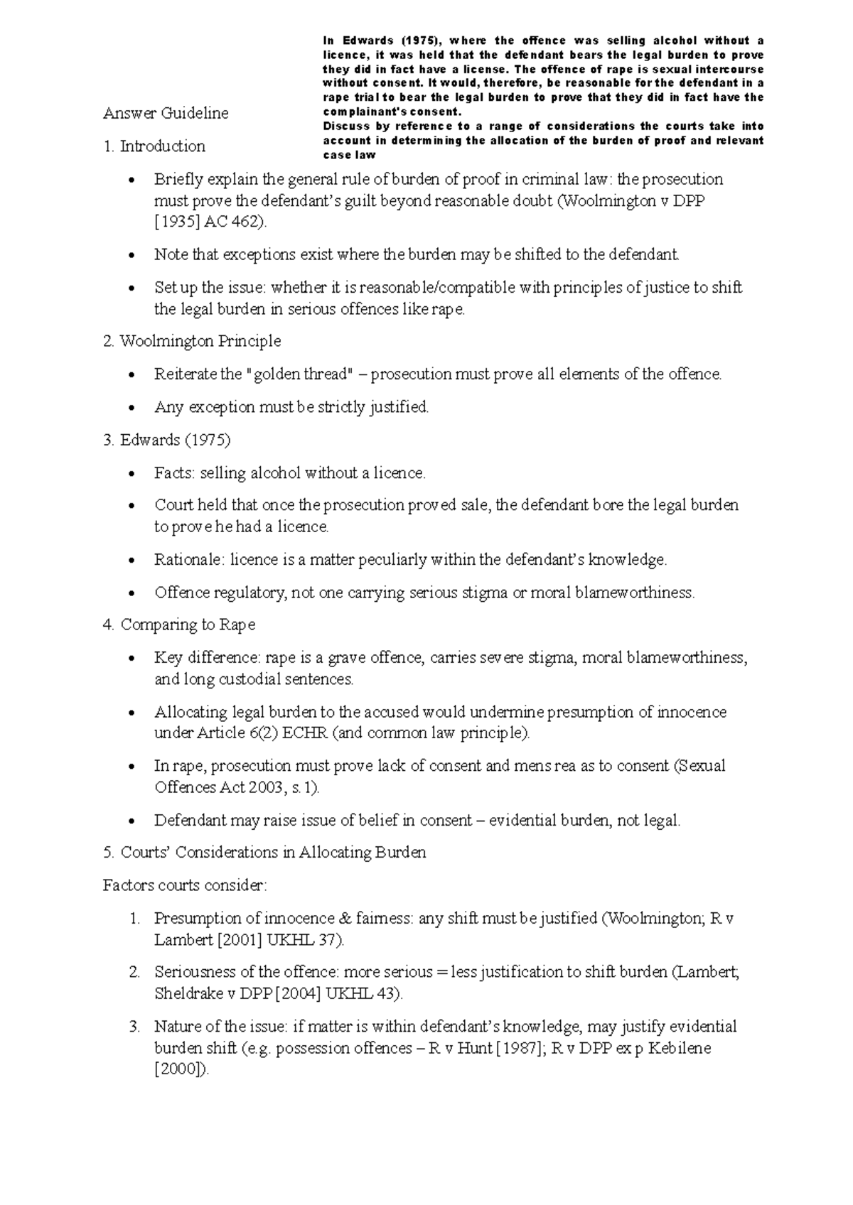 Burden of Proof in Criminal Law: Rape vs. Regulatory Offences - ukt ...