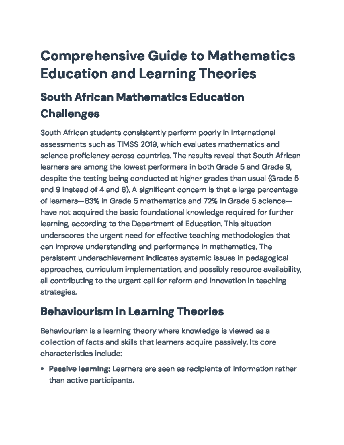 Comprehensive Guide to Math Education Theories & South African ...