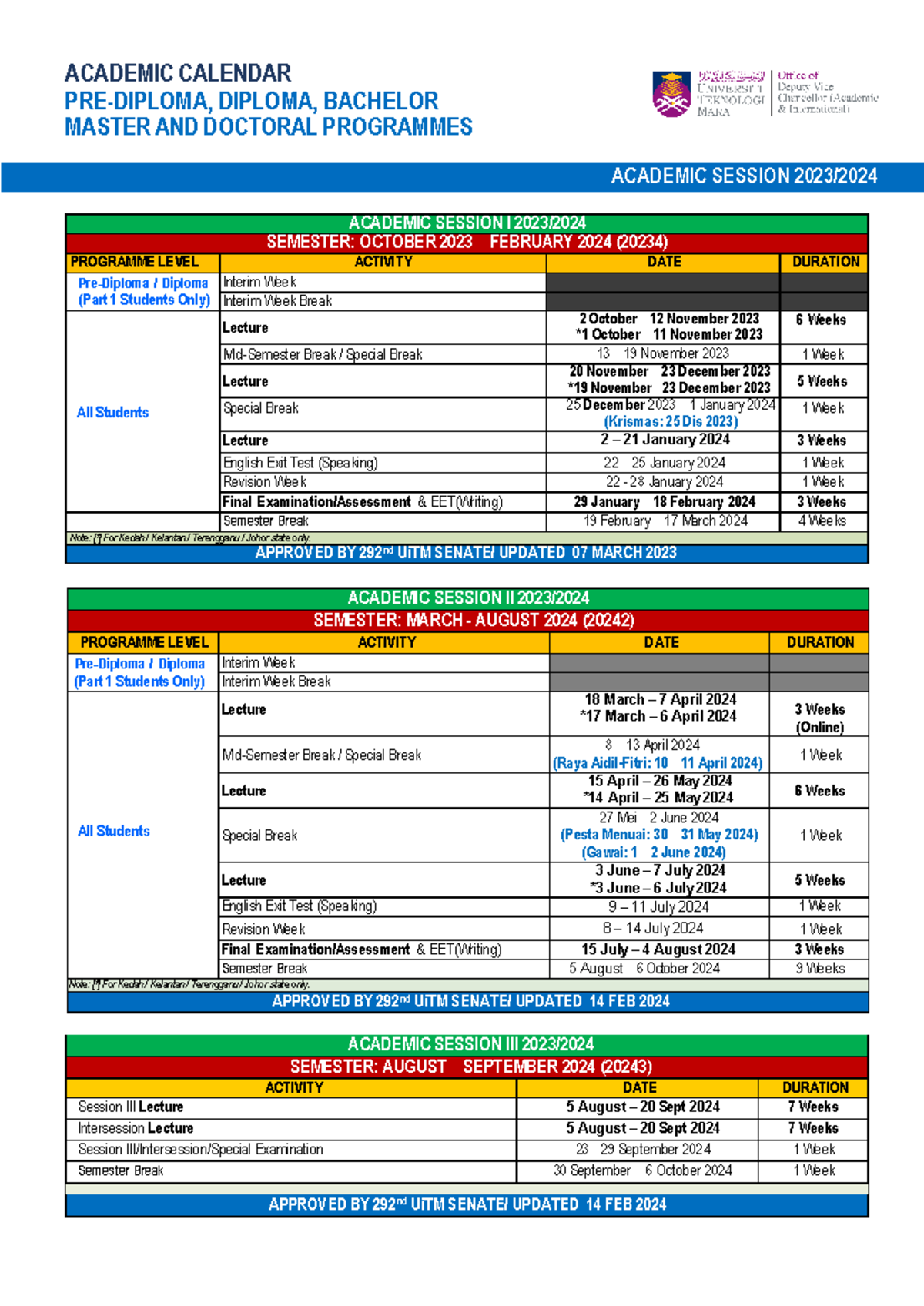 Group B - Summary Schedule for Academic Session 2023-2024 - Studocu