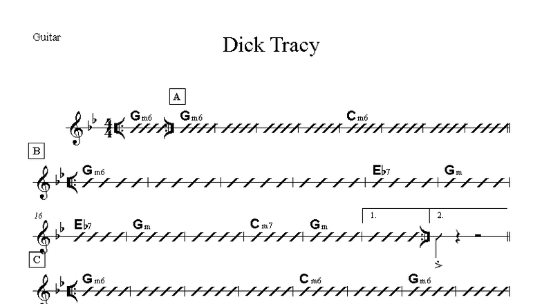 Dick Tracy & Five Spot After Dark - Guitar & Trombone Parts - Studocu