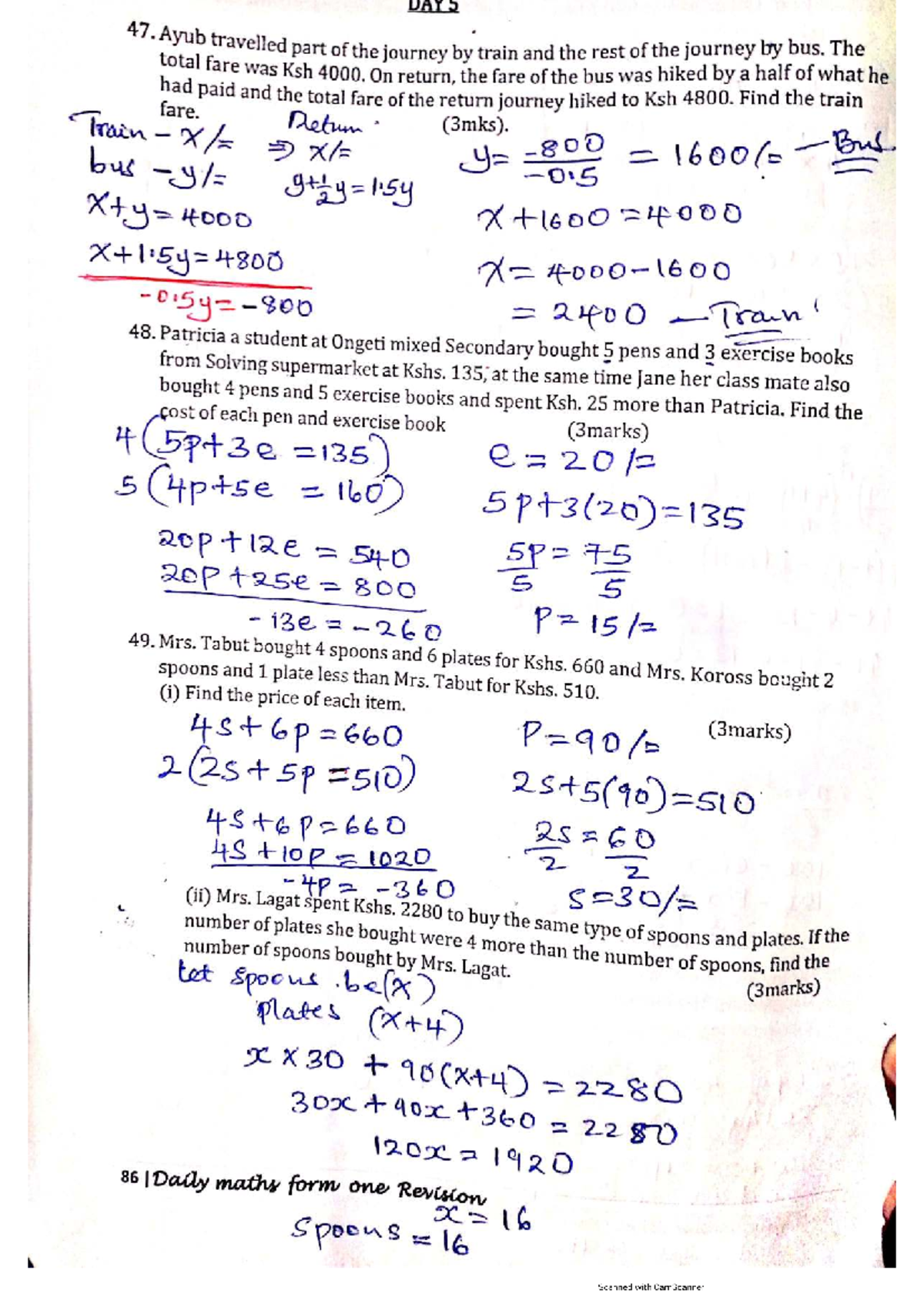 Math Problem Solving: KSH Calculations & Two-Digit Number Puzzles - Studocu