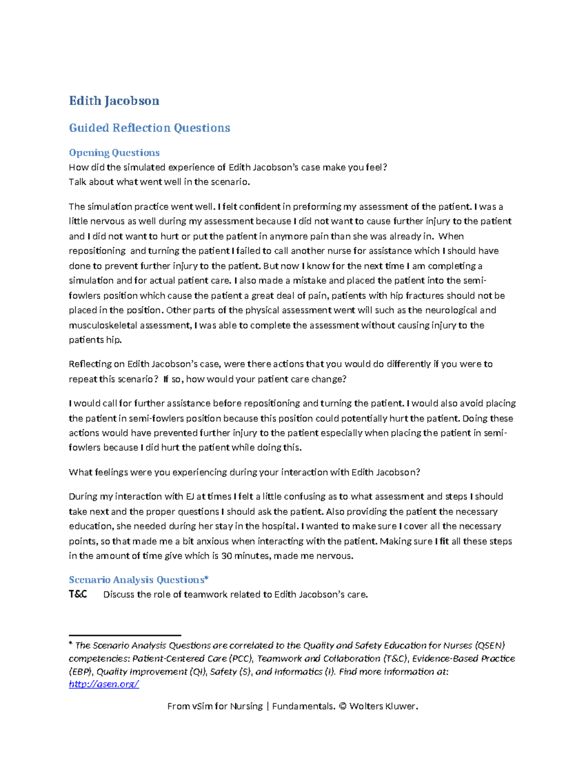 4 1 Fundamentals Case Study: Guided Reflection on Edith Jacobson's Care ...