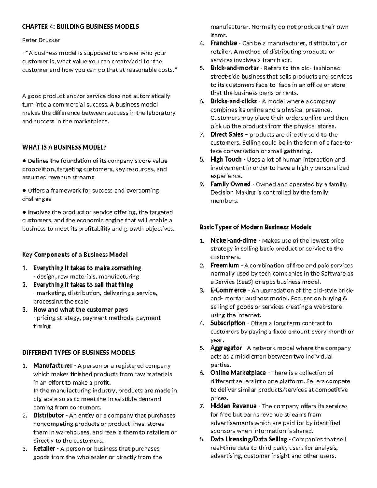 CHAPTER 4: BUILDING BUSINESS MODELS - ENTREPRENEURSHIP REVIEWER - Studocu