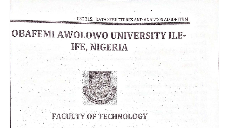 CSC 315: Final Exam on Data Structures & Algorithm Analysis - Studocu