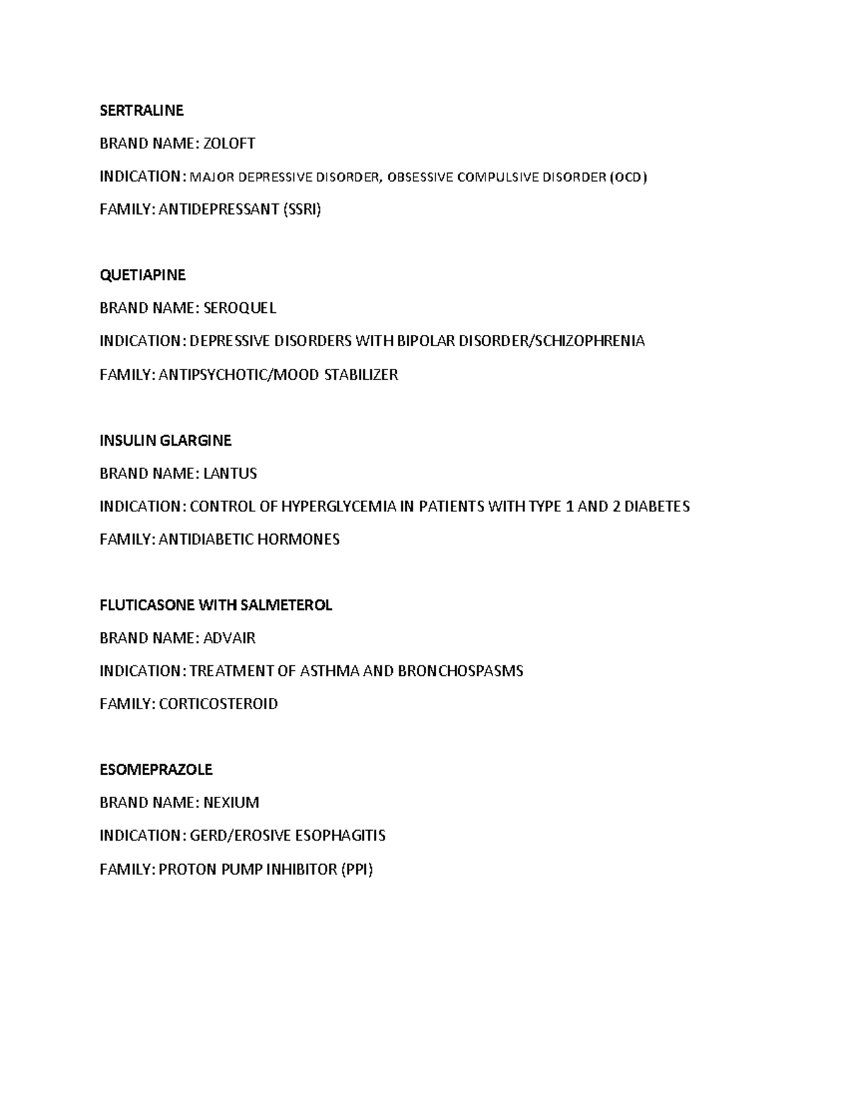 Pharmacology Overview: Key Drugs and Their Indications - SERTRALINE ...