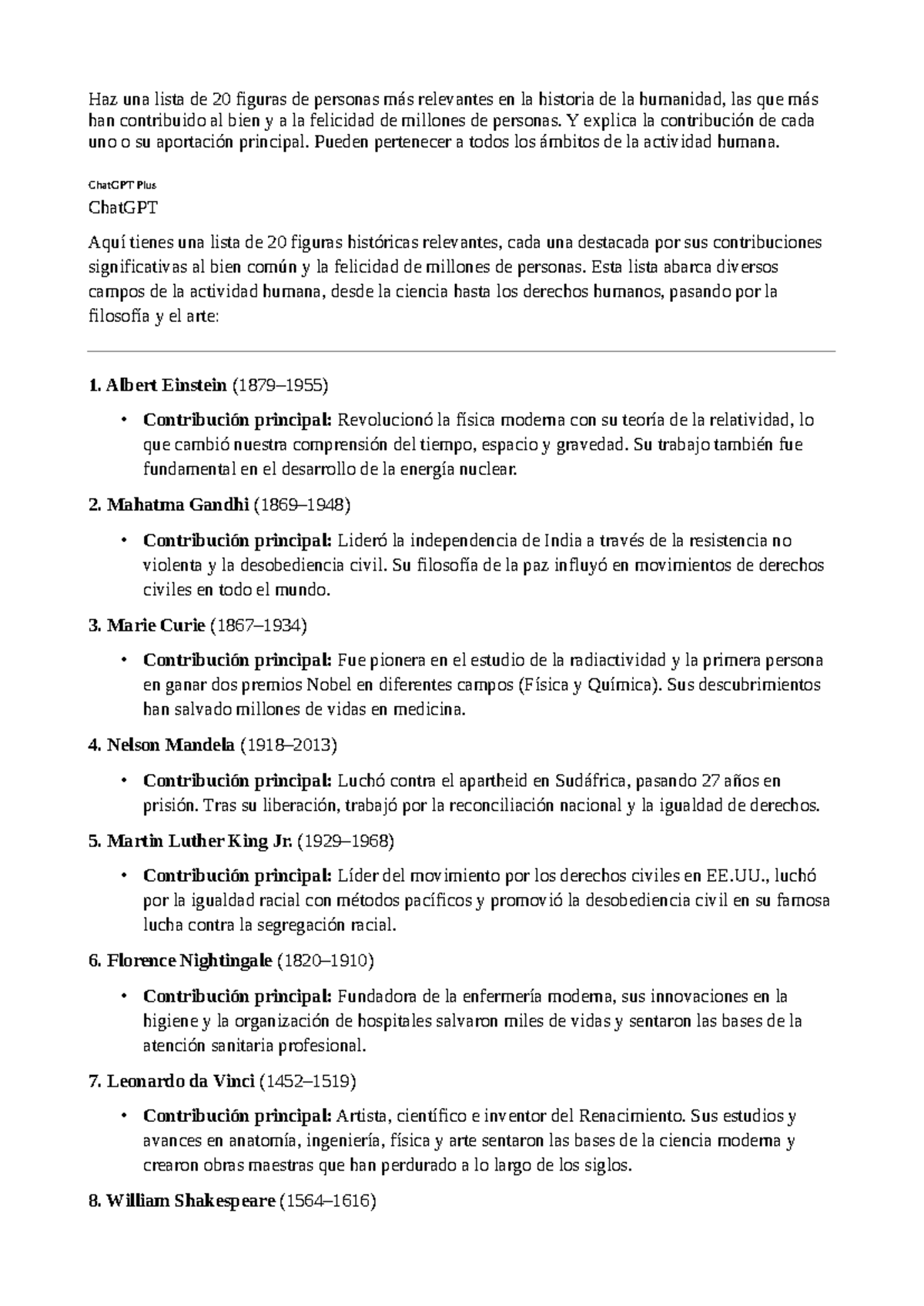 20 Figuras Históricas Clave en la Humanidad y sus Contribuciones - Studocu