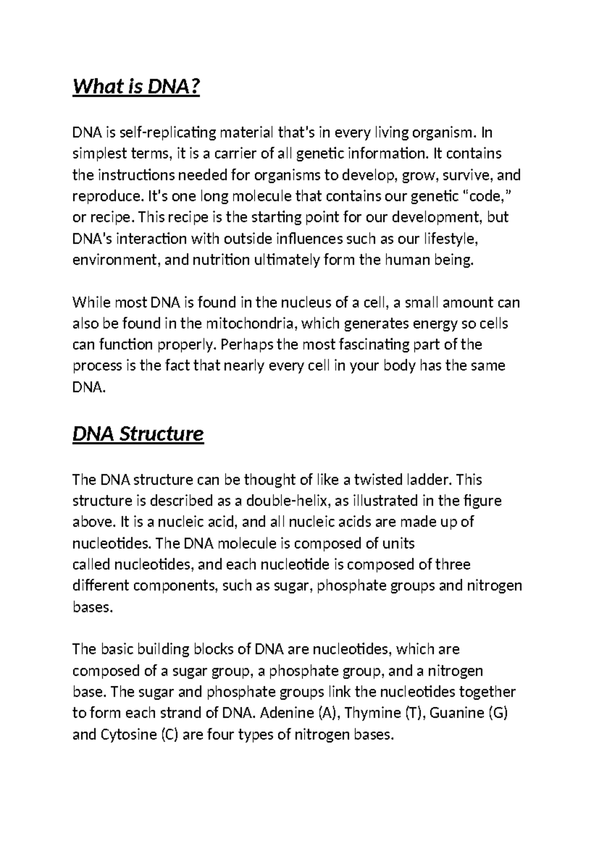 DNA Structure and Discovery: Insights into Genetic Material - Studocu
