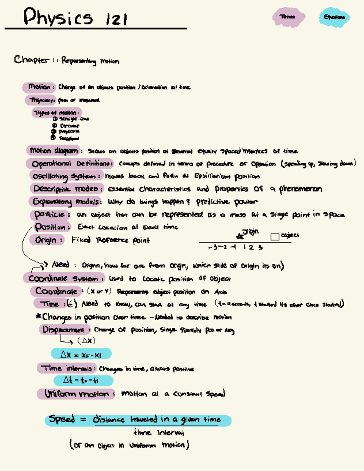 Physics 121 - Chapter on Motion and Trajectory Equations Notes - Studocu