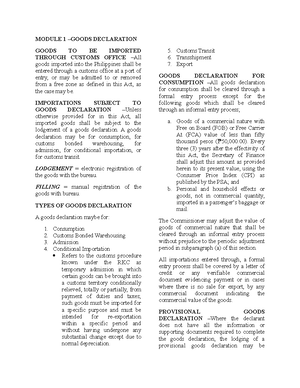 Entry lodgement and cargo clearance process - REPUBLIC OF THE ...