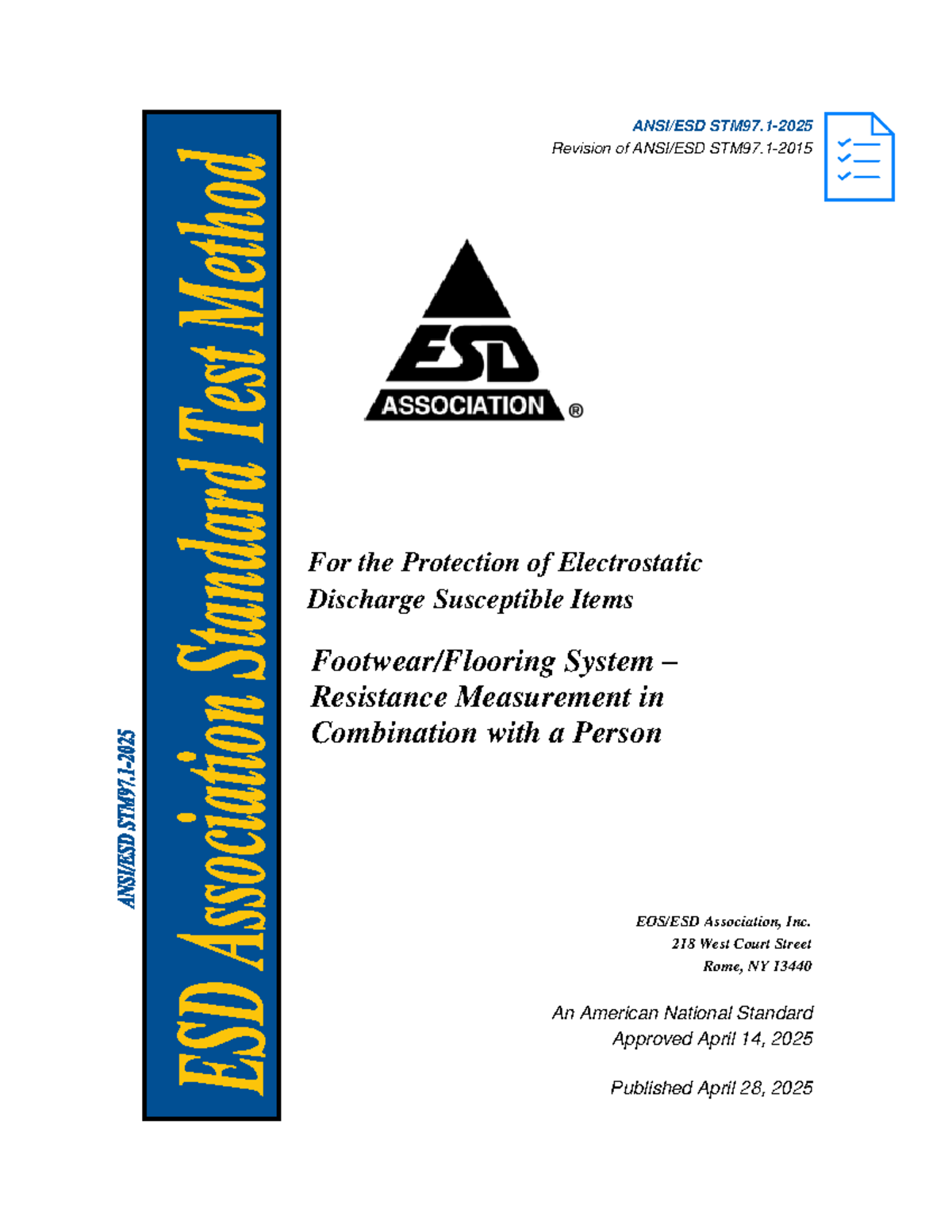 ESD STM: Resistance Measurement for Electrostatic Discharge Control ...
