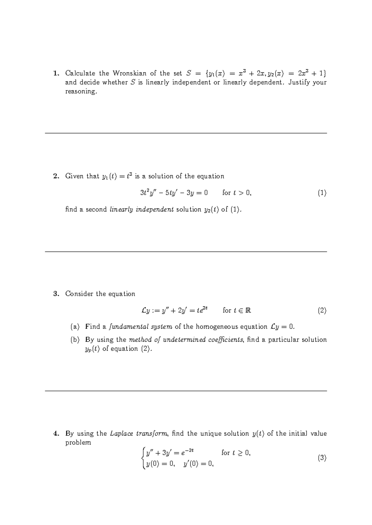 MATH2021 Extended Answer Questions on Linear Independence & Heat ...