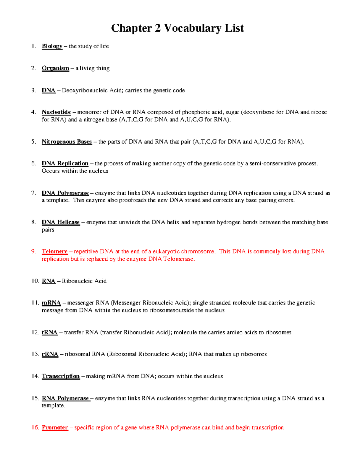 Biology 101: Chapter 2 Key Vocabulary Terms and Definitions - Studocu