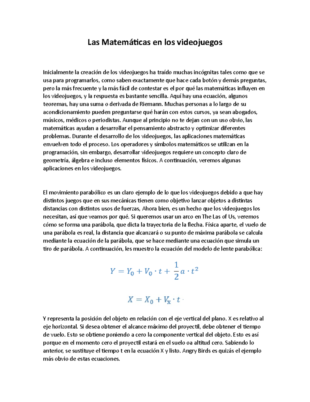 Matemáticas en Videojuegos: Aplicaciones y Ejemplos Clave - Studocu