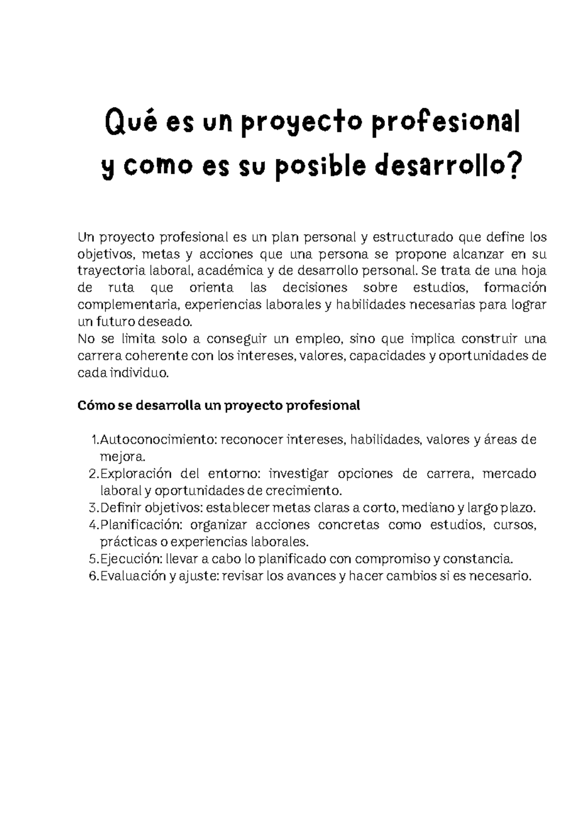 Proyecto Profesional: Desarrollo y Planificación Efectiva - Studocu