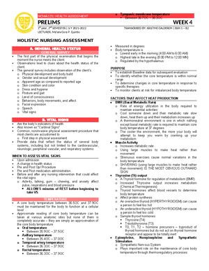 WEEK 5 - Assessment OF Integ - NCMA 121: HEALTH ASSESSMENT ASSESSMENT ...