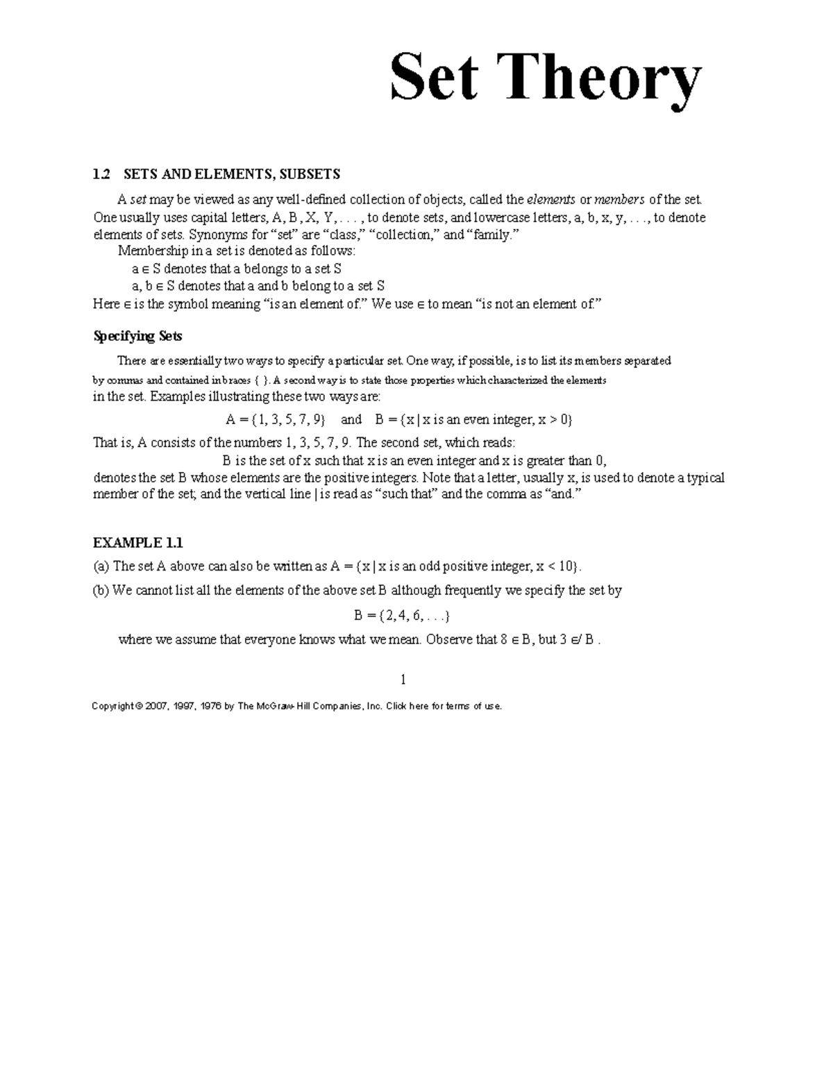 Set Theory 1: Notes on Sets, Subsets, and Operations - Studocu