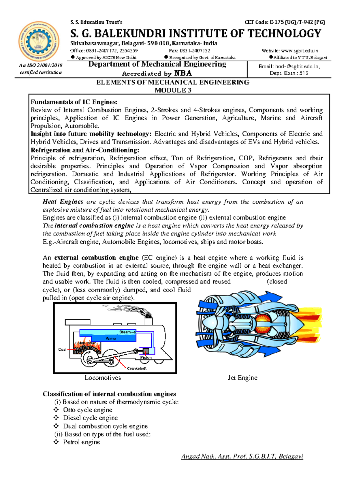21EME15 Module 3: Internal Combustion Engines & Refrigeration ...