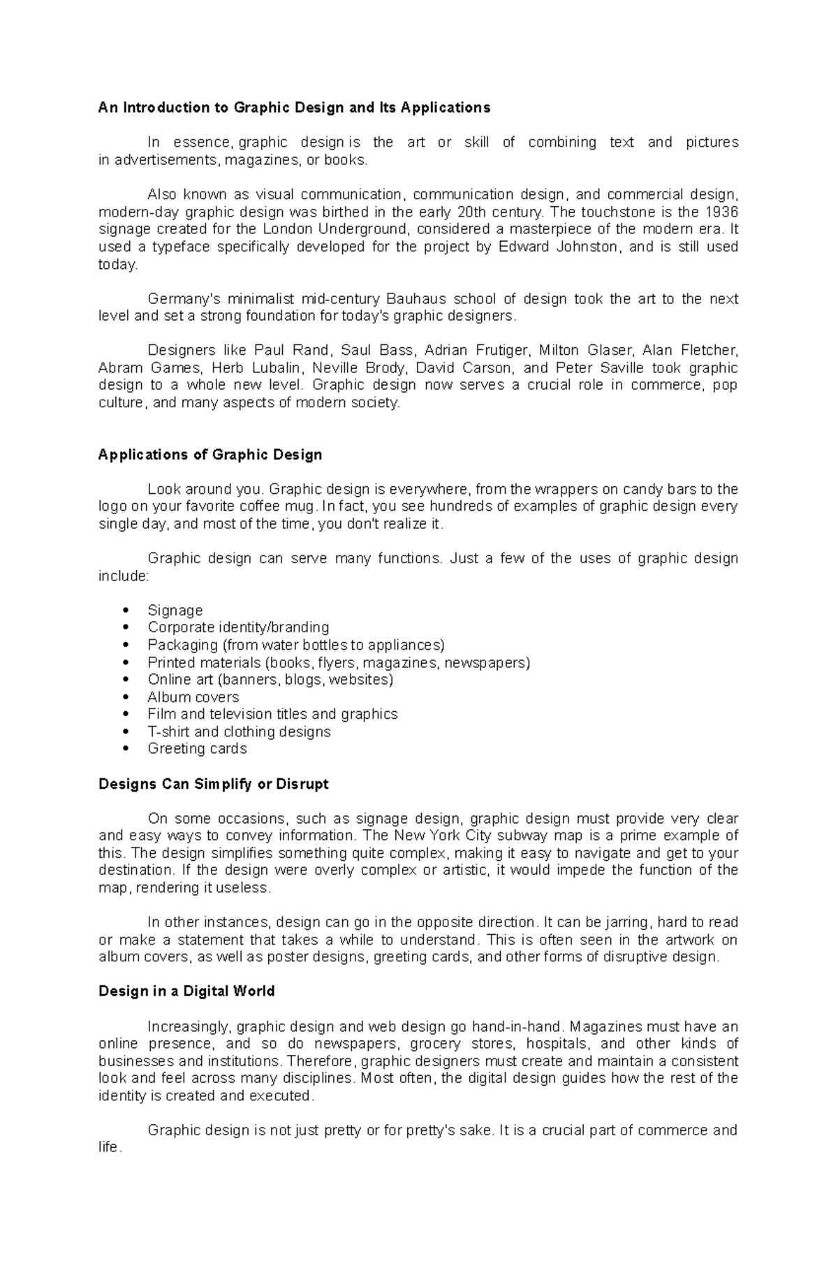 Chapter 1 - An Introduction to Graphic Design and Its Applications - An ...