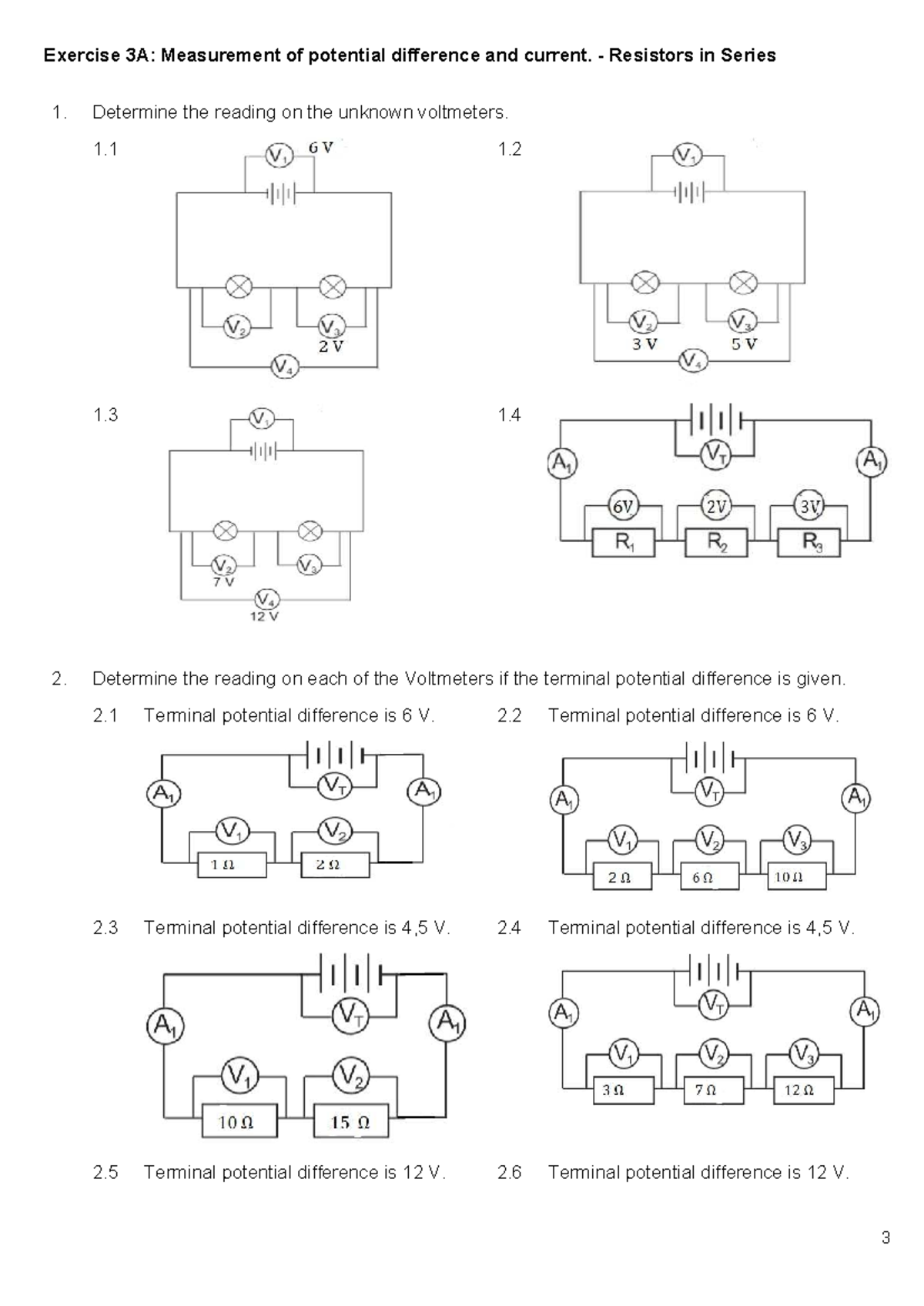 Exercise 3A: Measuring Potential Difference & Current in Circuits - Studocu