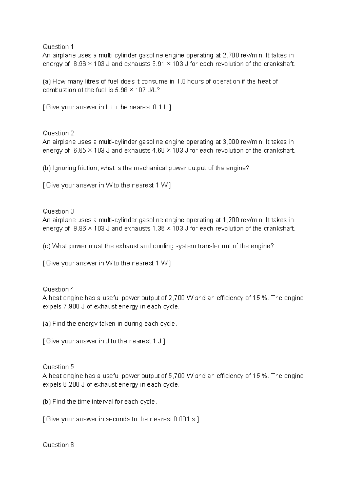 Physics I Practice Questions: Energy, Power, and Motion Analysis - Studocu